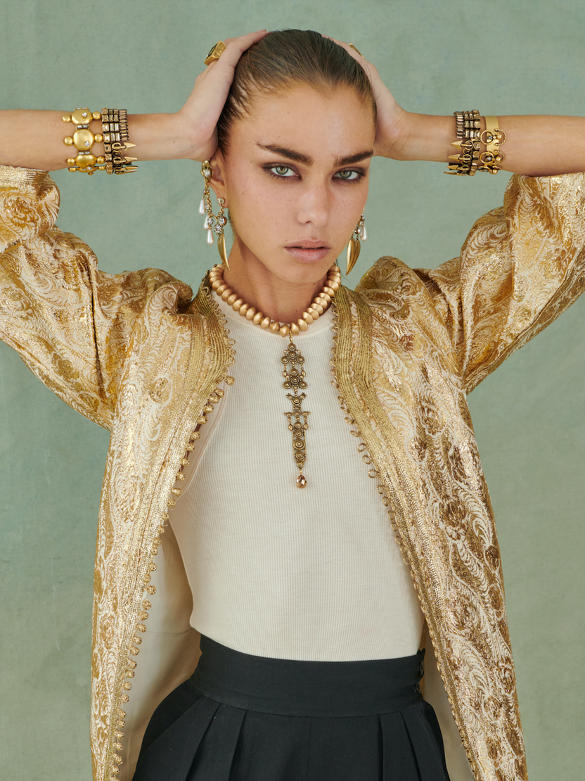 DYLAN LEX | Margot Filigree Lariat Necklace with Wooden Beads | Vintage ...