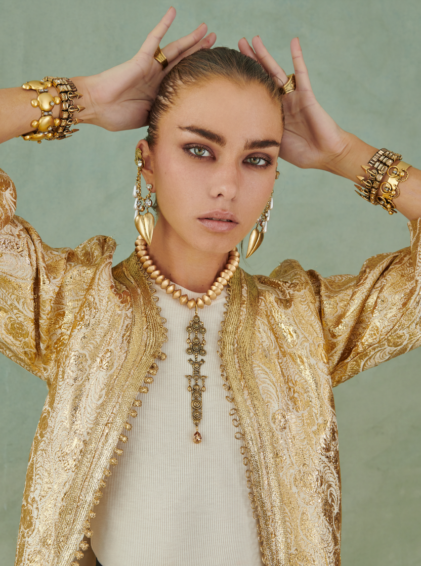 DYLAN LEX | Margot Filigree Lariat Necklace with Wooden Beads | Vintage ...