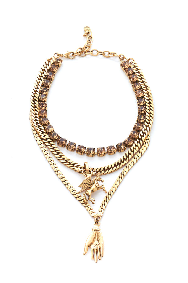 Statement Necklace | Brass | Swarovski Crystals | Vintage Look ...